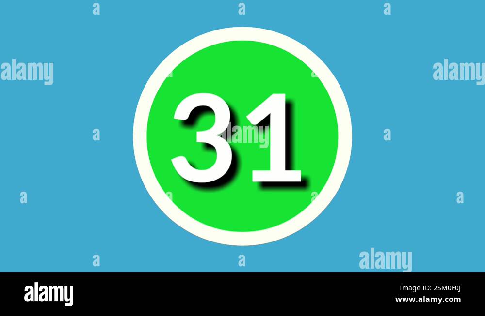 Number 31 thirty one cartoon animation on green screen background,4k ...