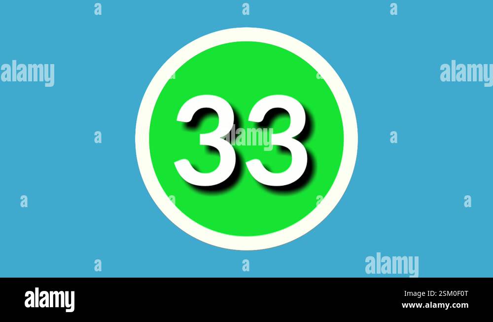 Number 33 thirty three cartoon animation on green screen background,4k ...