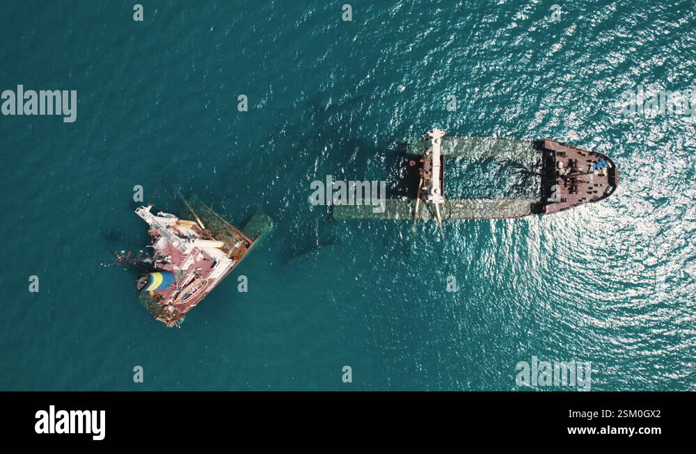 Drone aerial view of Manassa Rose Shipwreck in Kissamos bay. Ship ...