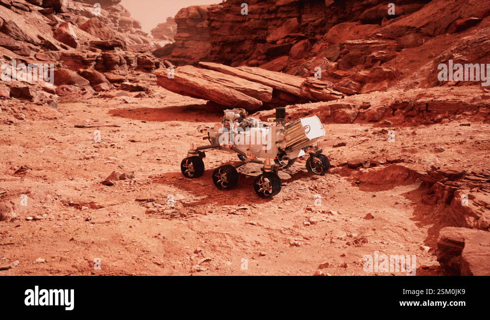 Mars Rover Perseverance exploring the red planet. Elements furnished by ...