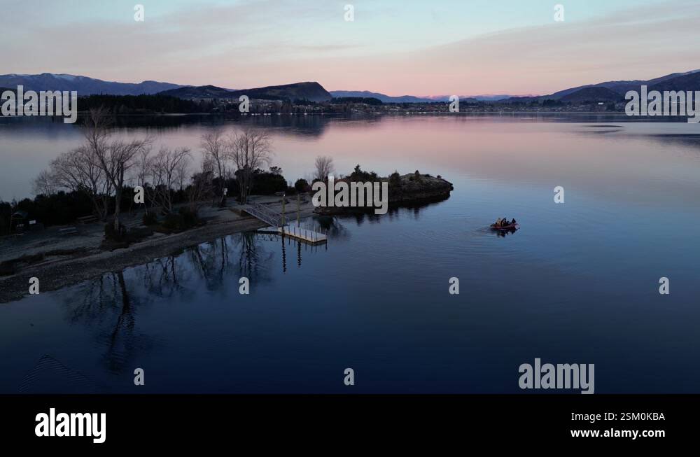 Ruby island in Lake Wanaka in lake afternoon in New Zealand south ...