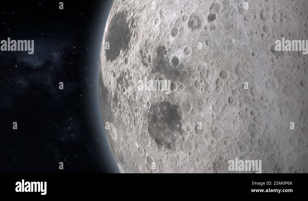Moon close-up motion graphics, solar system and milky way in background ...