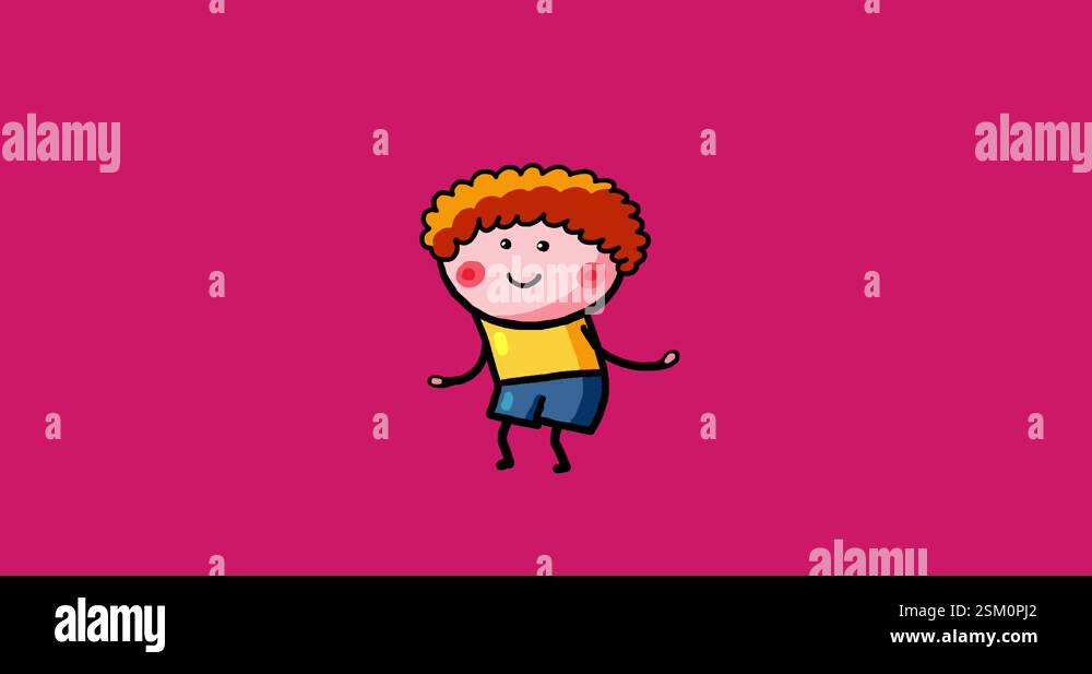 Cartoon kid character animated Peter boy isolated sit down on the floor ...