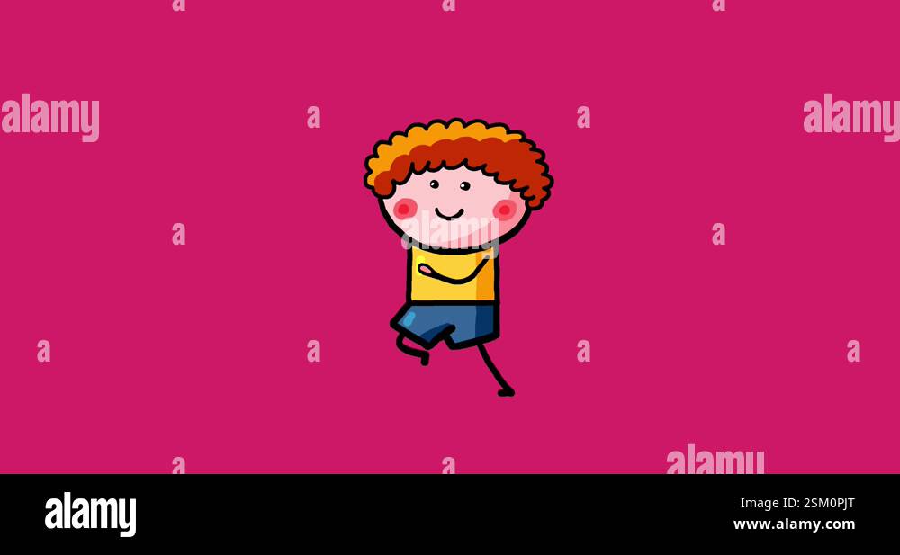 Cartoon kid character animated boy Peter isolated running non stop ...