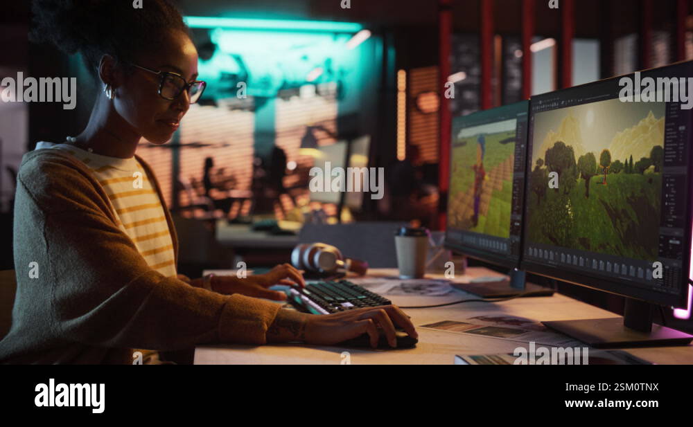 Game Developer Working on Computer in Office Stock Video Footage - Alamy