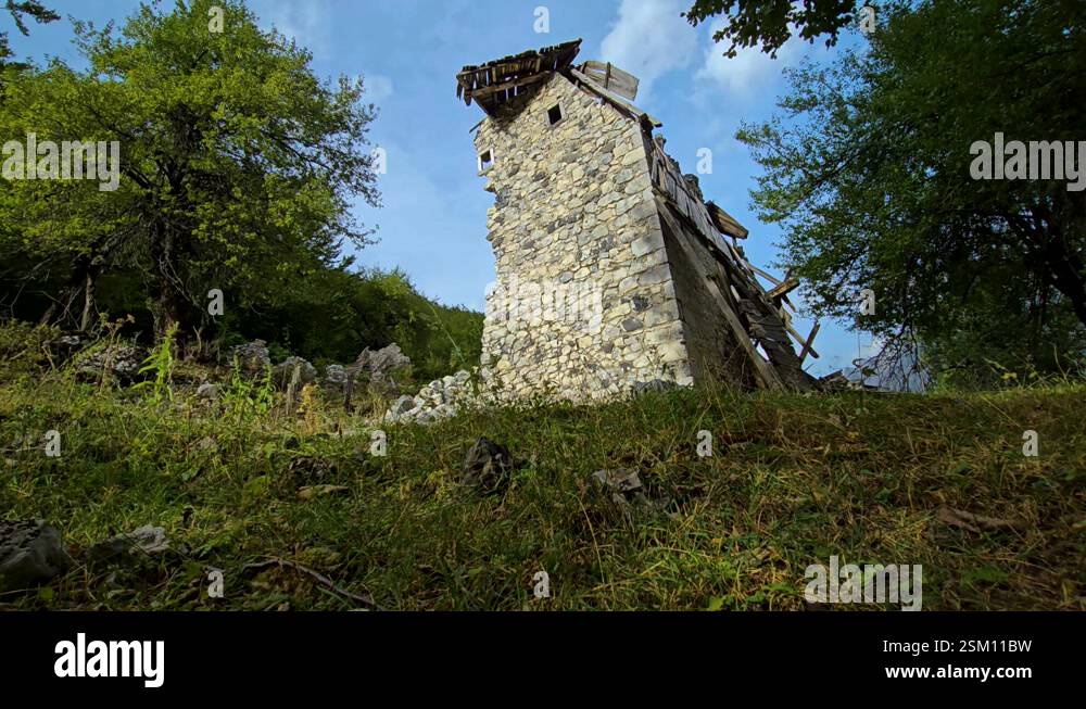 Abandoned Mountain Village in Albanian Alps: Ruined Stone Houses and ...