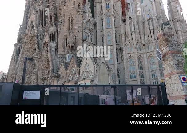 Barcelona, Catalonia - Spain - 01-08-2025: A vertical pan of Sagrada ...