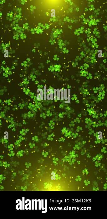 St. Patrick's Day With Floating Shamrocks Vertical Background Loop ...