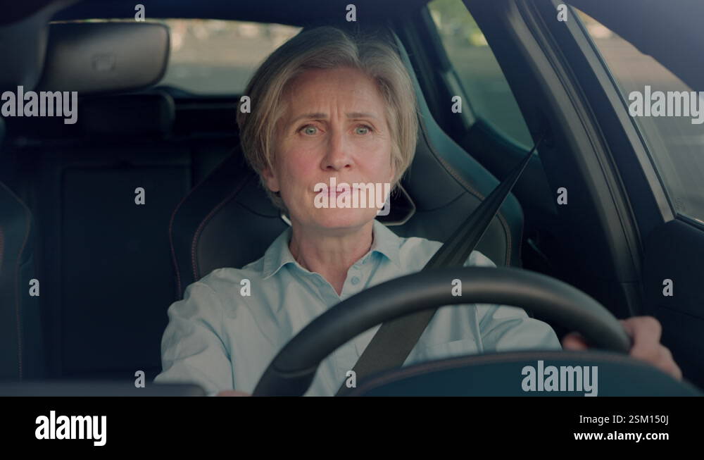 Irritated woman shouting and swearing while driving car Stock Video ...
