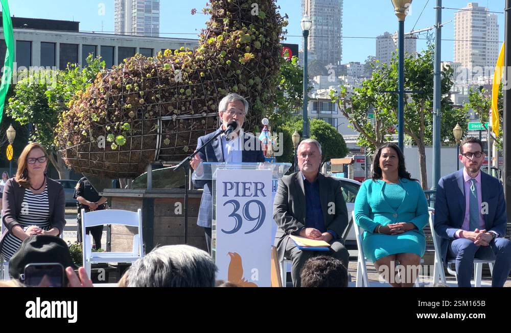 4K HD video of Aaron Peskin speaking at the 45th anniversary of Pier 39 ...