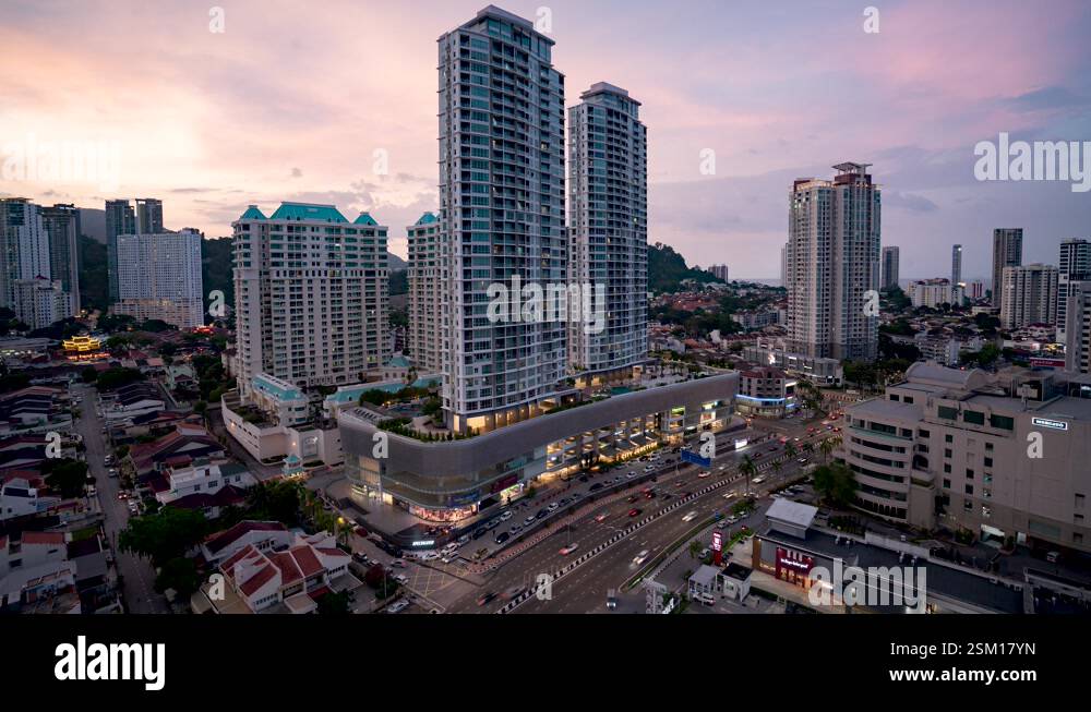 Day to night Time-Lapse of a Vibrant traffic Intersection in Penang ...
