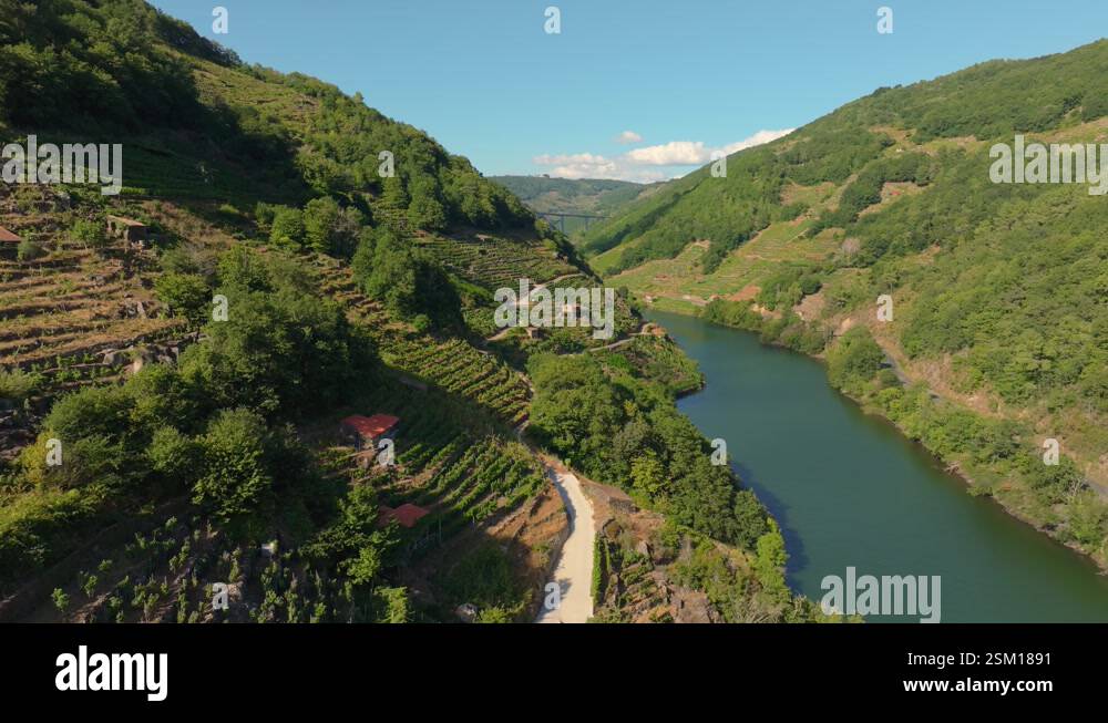 Panorama Of Minho Valley Flowing Through The Mountain Range With ...