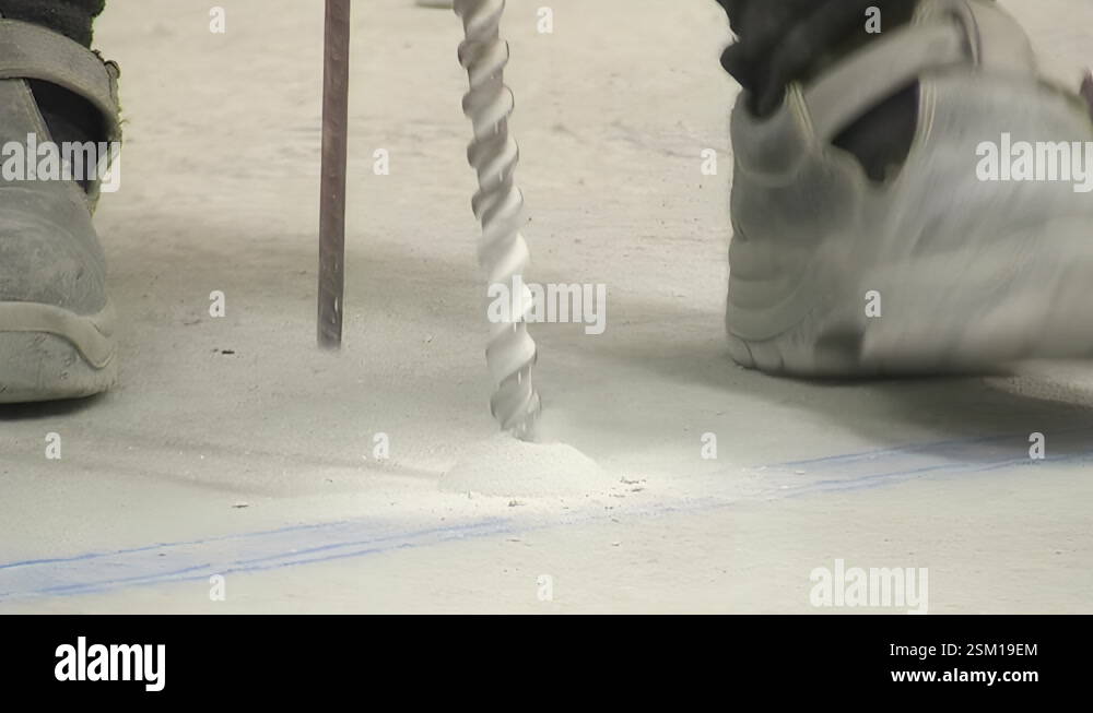 Big bit drilling the ground of a industrial warehouse Stock Video ...