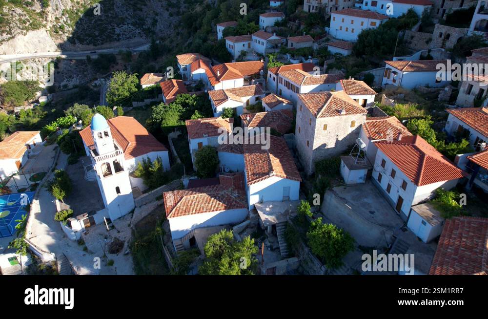 Mediterranean Village of Dhermi: Stone Houses, Red Roofs, White Church ...