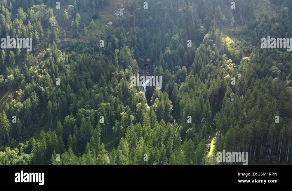 Gorgeous aerial drone shot of Gollinger falls in Golling an der Salzach ...
