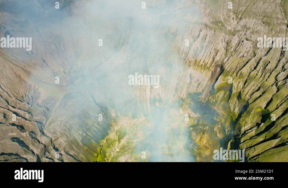 Dramatic view inside the crater and caldera of Mount Gunung Bromo an ...