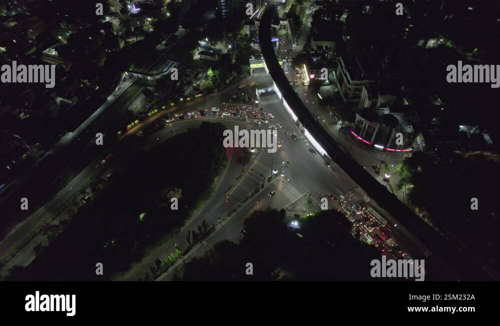 An Indian city's main road during the nighttime. Panjagutta is a Stock ...