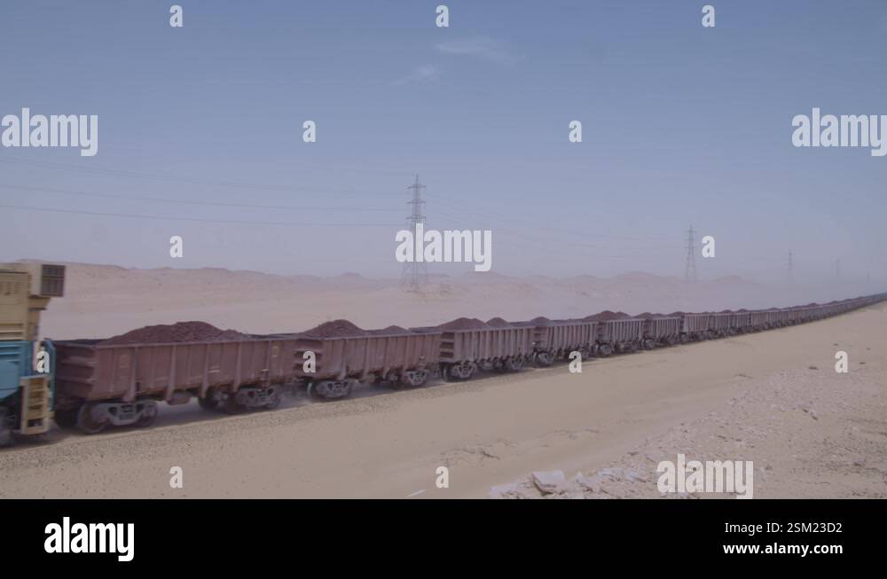 The Iron Ore Train of Mauritania. The Desert train. Sahara Desert. the ...