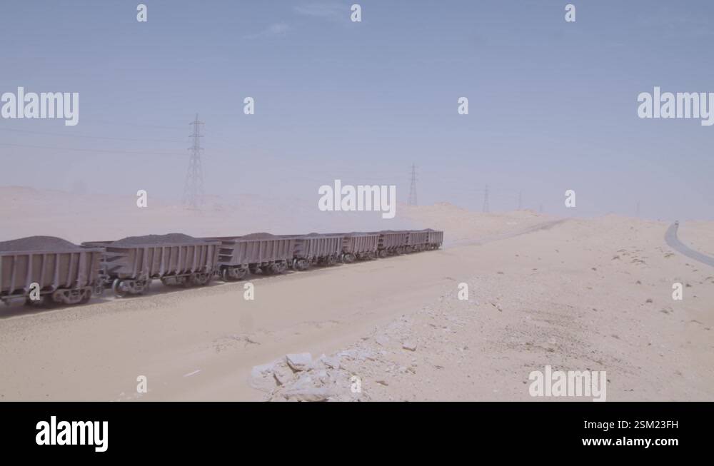 The Iron Ore Train of Mauritania. The Desert train. Sahara Desert. the ...