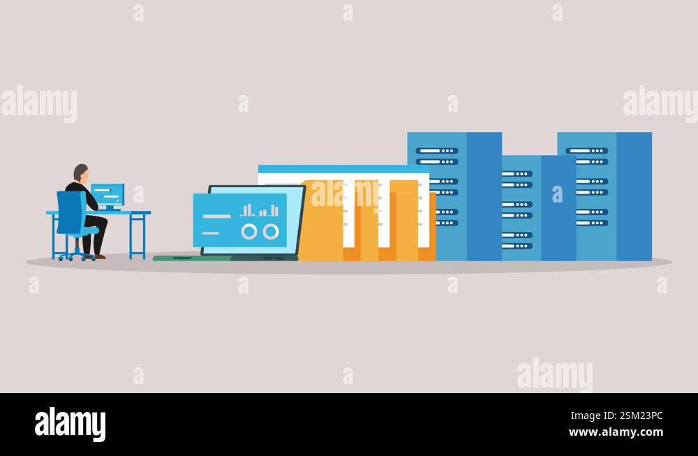 Computer server administrator working on PC Stock Video Footage - Alamy