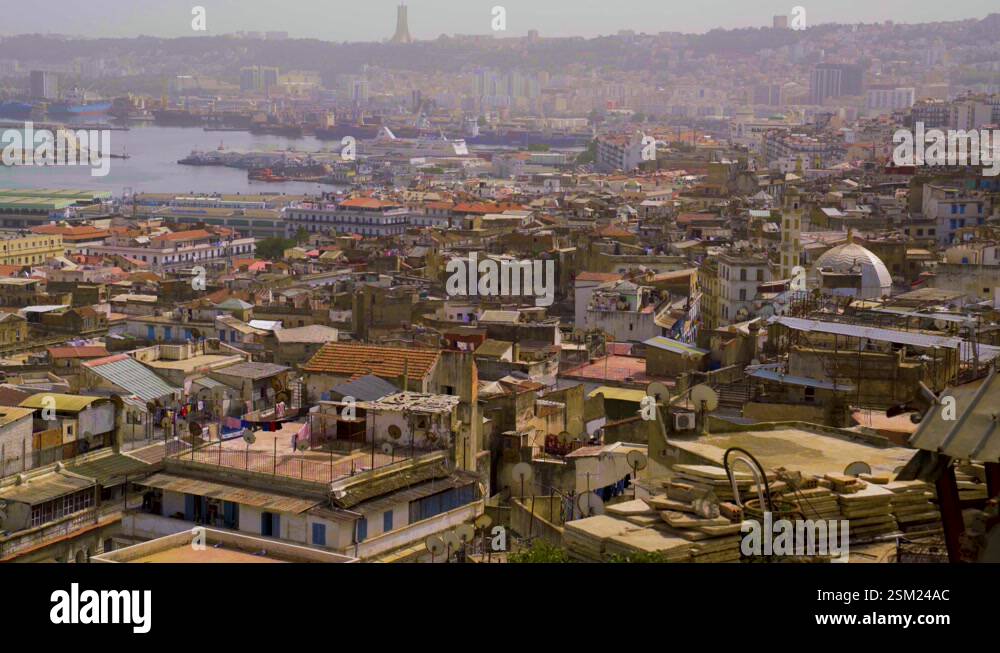 panoramic view of the bay of Algiers and the city Centre Stock Video ...