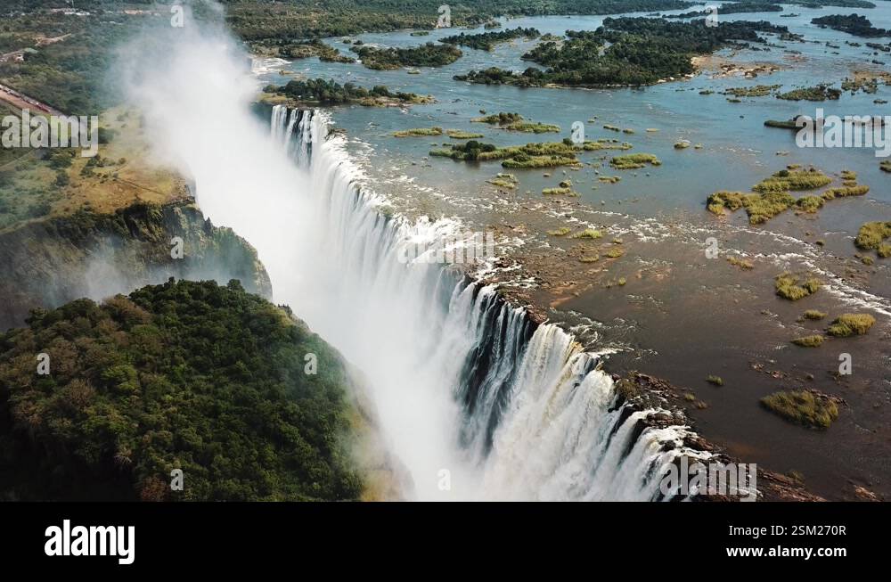 Aerial View Victoria Falls, Shungu Namutitima at the Border of Zimbabwe ...