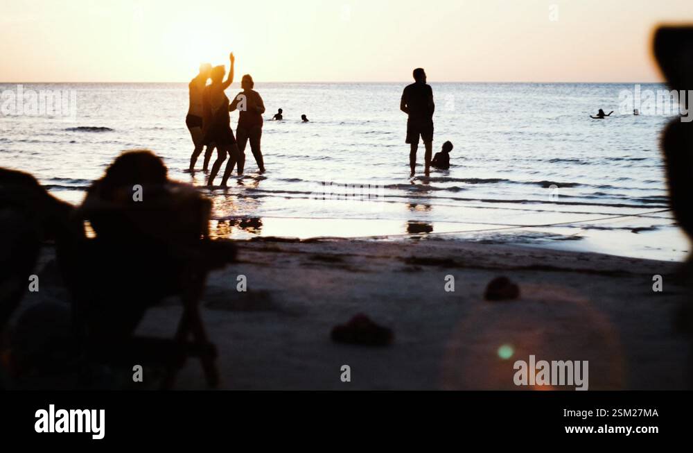 A warm and joyful scene on the Mexican coast where a father and child ...