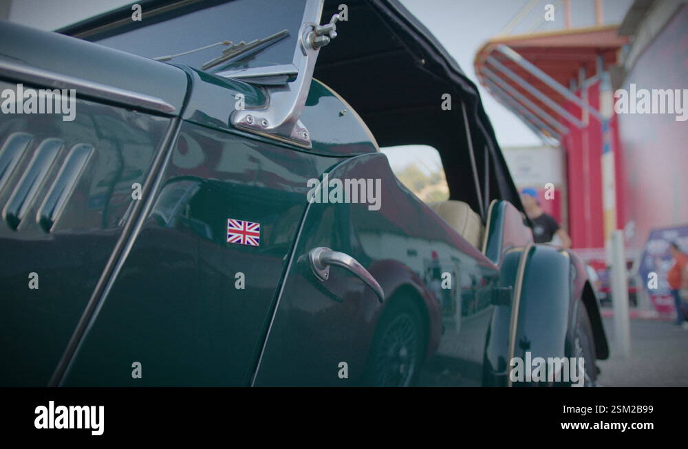 Old Classic British Car Side View Slow Motion Medium Shot Stock Video ...