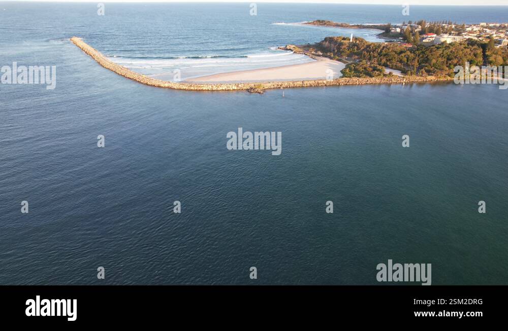 Tilt-up Reveal Of South Break Wall And Turners Beach At The Mouth Of ...