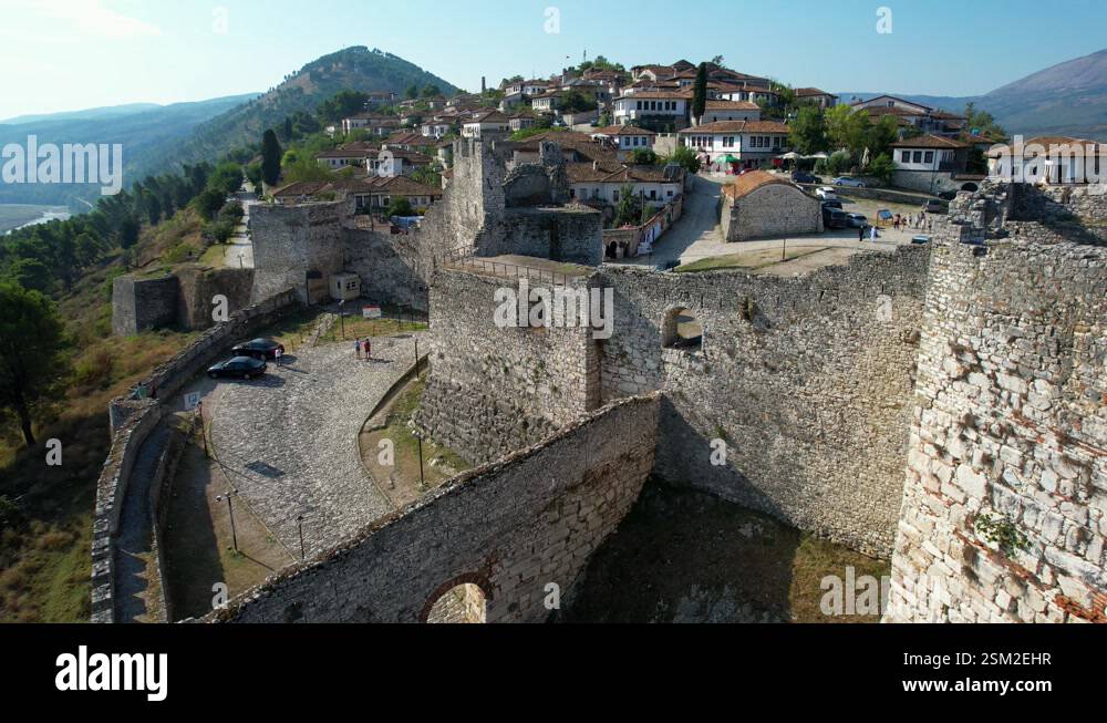 Entrance Gate to Berat Castle's Historic Fortress, Ancient Stone Walls ...