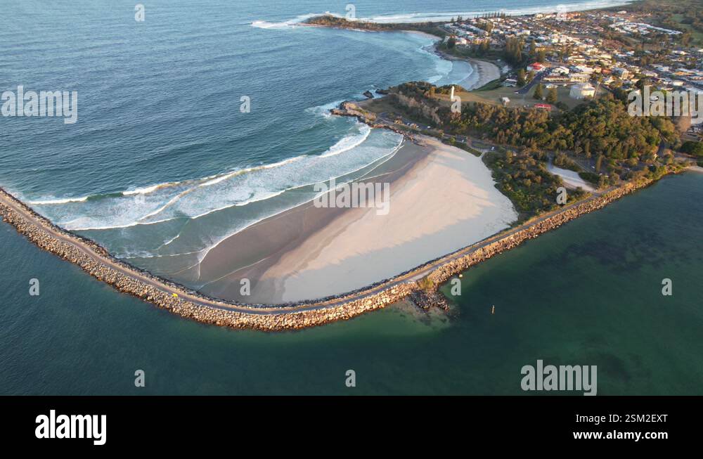 Yamba Breakwall, Turners Beach, And Yamba Lighthouse At The Mouth Of ...