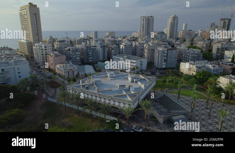 The old city hall of Bat Yam, Israel - The building is in the shape of ...