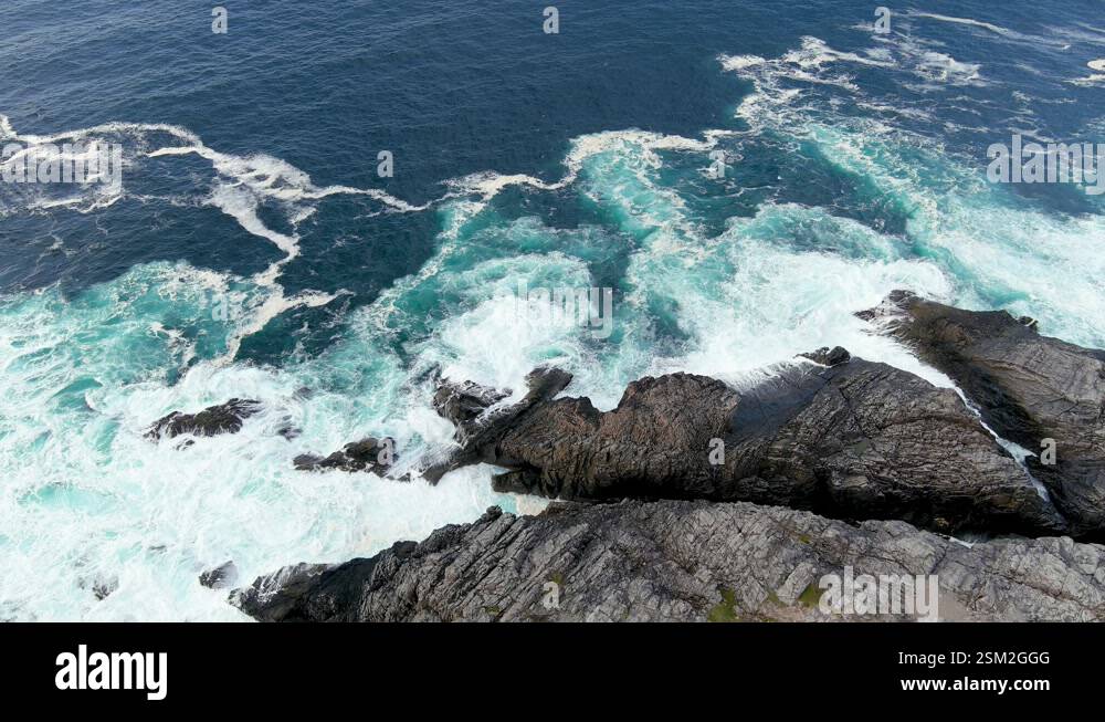 Top-down view of cliffs of Malin Head Coastal Walk. Co. Donegal ...