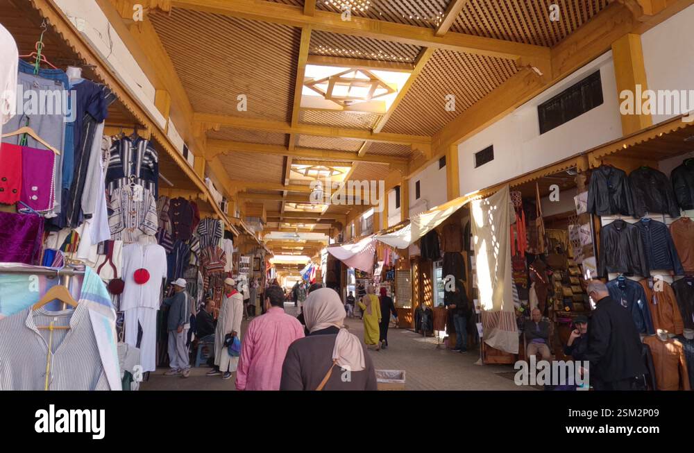 Old traditional street market with clothes and souvenirs in Rabat ...