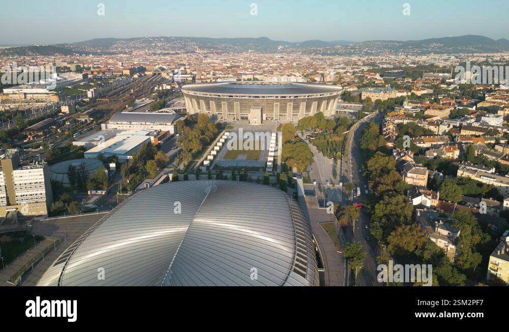 Budapest Arena and Puskas Arena - Cinematic Establishing Drone Shot ...