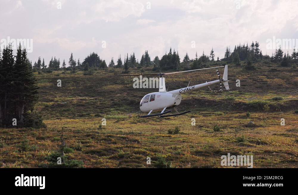 Red Helicopter Robinson R-44 Fly Air Show. Passenger Chopper Flying Sky ...