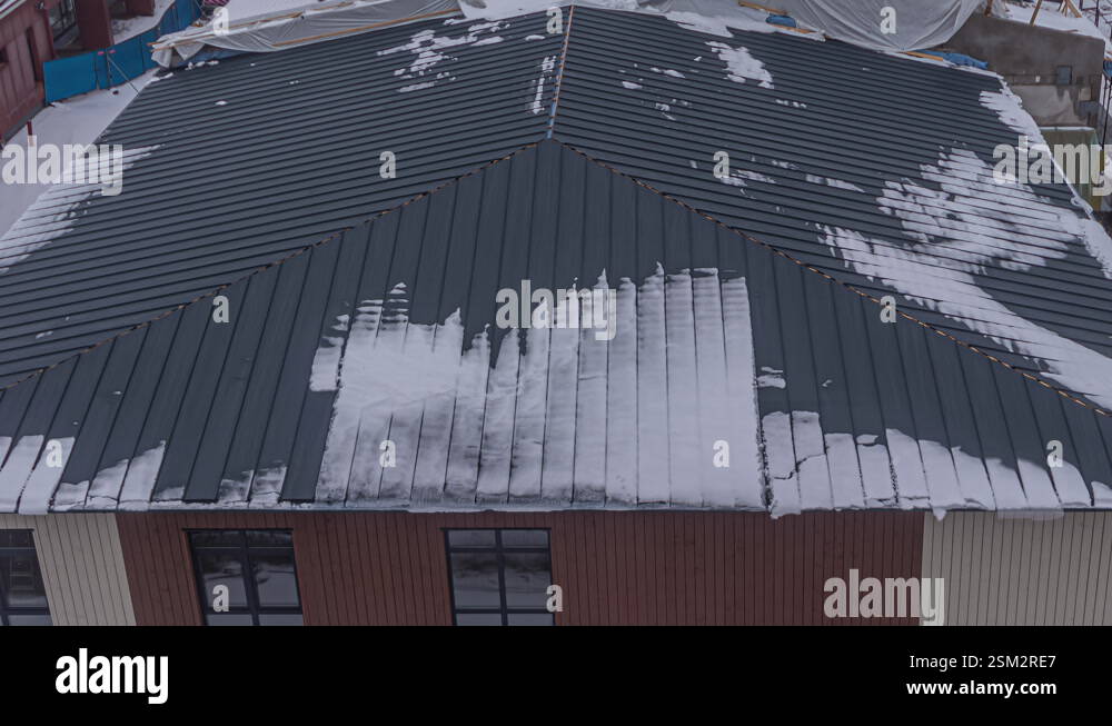 Snow Melting on a Rooftop in a Motion Timelapse from An Above ...