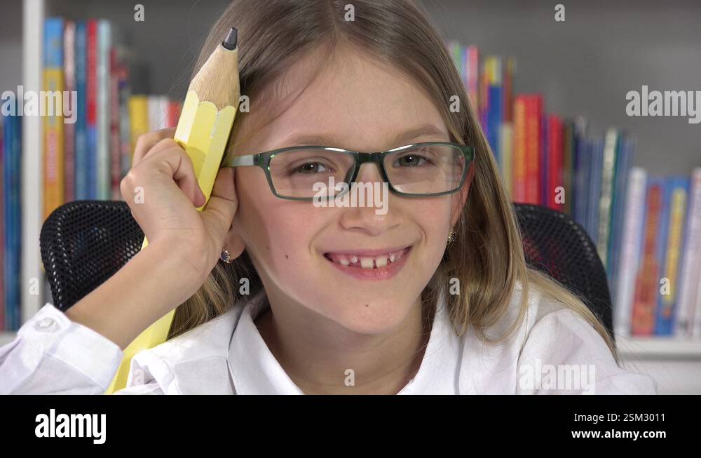 Child Studying in Class, School Kid Portrait Learning at Library ...