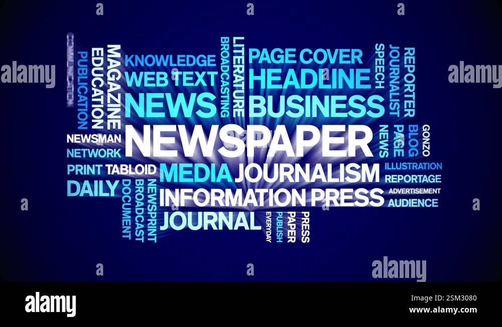 Newspaper animated tag word cloud,animation kinetic typography seamless ...