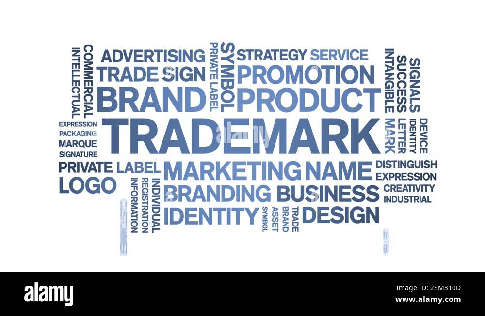 Trademark animated tag word cloud,animation kinetic typography seamless ...