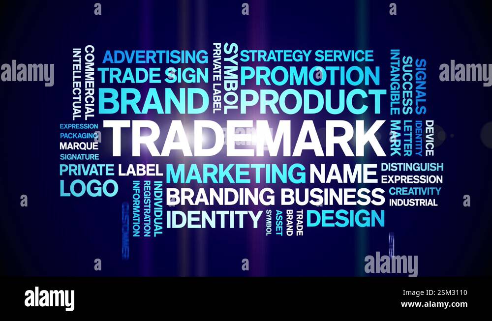 Trademark animated tag word cloud,animation kinetic typography seamless ...