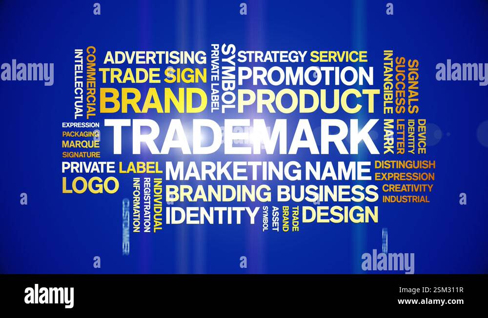 Trademark animated tag word cloud,animation kinetic typography seamless ...