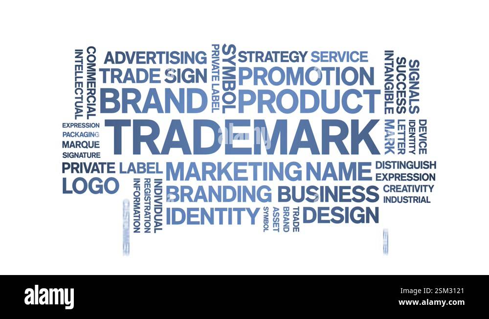 Trademark animated tag word cloud,animation kinetic typography seamless ...