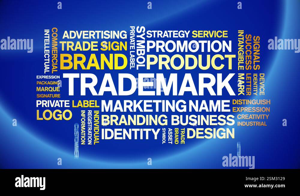 Trademark animated tag word cloud,animation kinetic typography seamless ...