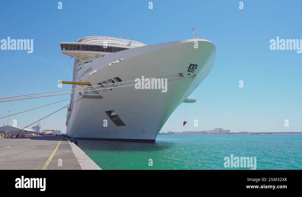 4k, cruise ship MSC Splendida stands in the port, Yanbu, Saudi Arabia ...
