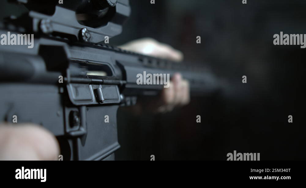 Shooting with Assault Rifle in super slow-motion 800 fps, bullet flying ...