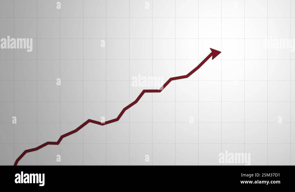 Animated red arrow graphic statistic trend of market going up rising ...