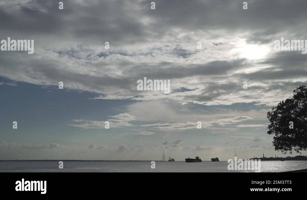 Vessels run over the river Ganges, which is the estuary of the river ...