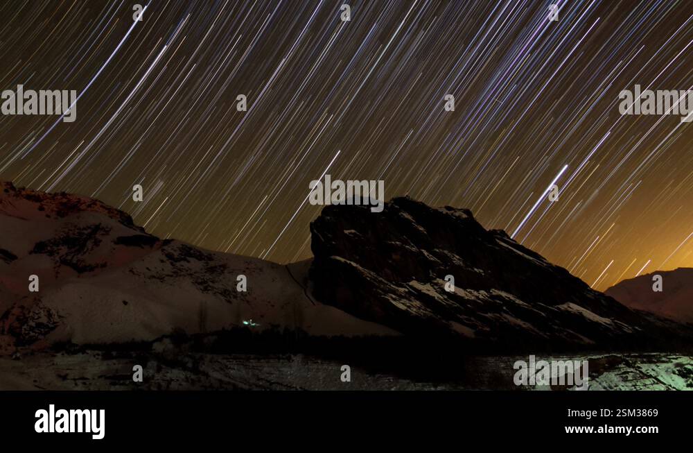 Night sky Iran time lapse footage of mountain in snow winter season in ...