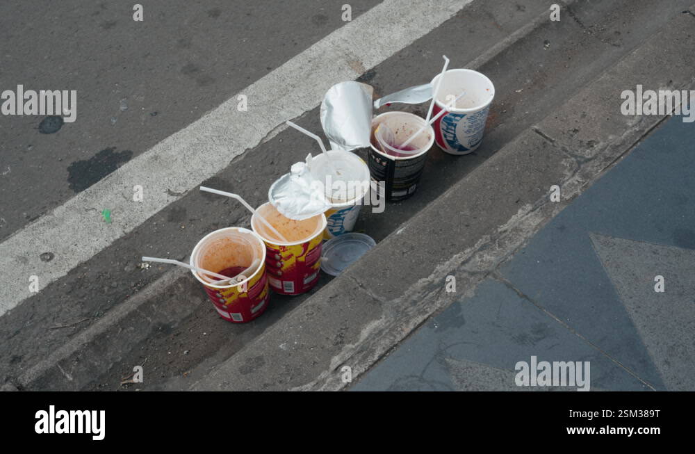 Trash garbage litter on side road street city Jakarta Indonesia Stock ...